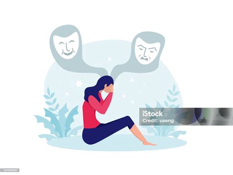양극성 장애 여자는 기분의 변화와 호르몬을 앓고 정신 건강 벡터 일러스트레이션 감정에 대한 스톡 벡터 아트 및 기타 이미지 감정 결정 과로 Istock
