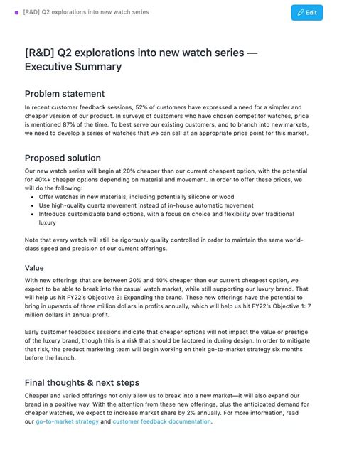 Executive Summary Template For Proposal