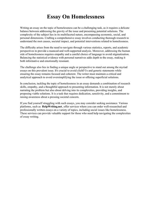 Essay On Homelessnesspdf