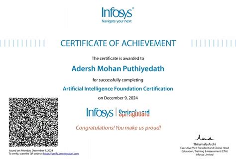 adersh mohan on linkedin artificialintelligence learningneverstops certification…