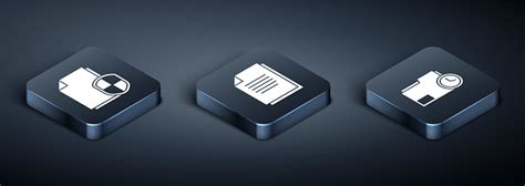 Set Isometric Document Protection Concept Document Folder With Clock