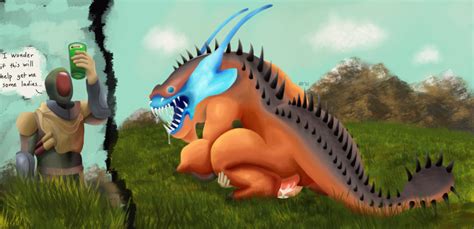 Rule 34 Absurd Res All Fours Armor Blue Eyes Blue Mouth Bodily Fluids Brown Body Claws