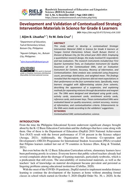 Pdf Development And Validation Of Contextualized Strategic