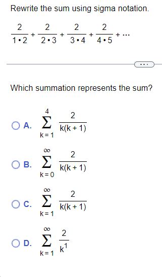 Solved Rewrite The Sum Using Sigma Notation Chegg Com