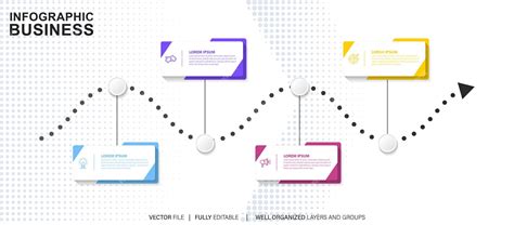 Premium Vector Arrows Workflow Steps Global Business Process Graph Step To Success Diagram And