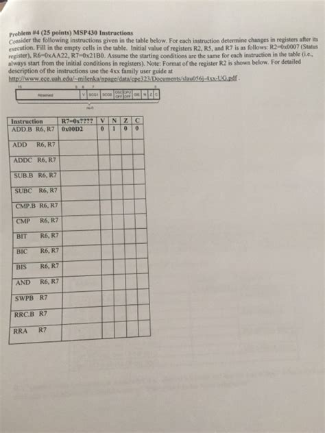 Problem 4 25 Points Msp430 Instructions Consider