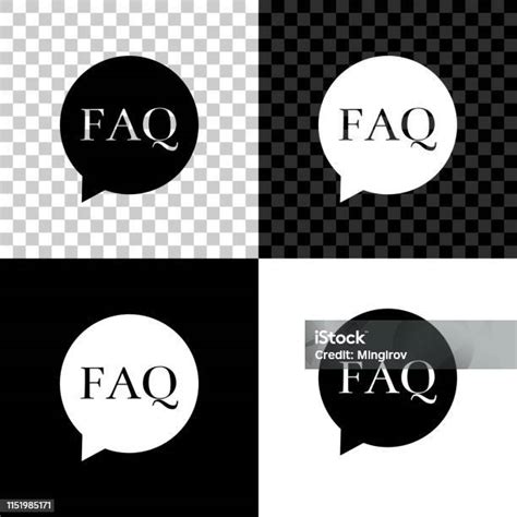 텍스트와 연설 거품 Faq 정보 아이콘 검정색 흰색 및 투명 한 배경에 고립 텍스트 Faq와 동그라미 버튼 벡터 일러스트 개념에