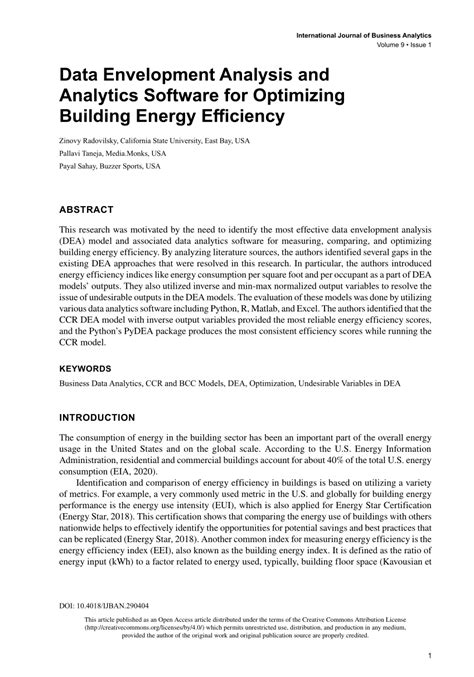 Pdf Data Envelopment Analysis And Analytics Software For Optimizing Building Energy Efficiency