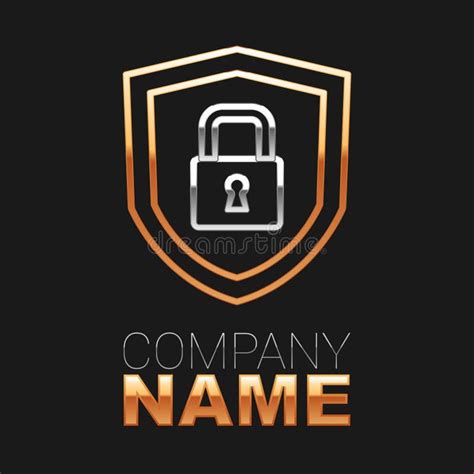 Line Shield Security With Lock Icon Isolated On Black Background Protection Safety Password