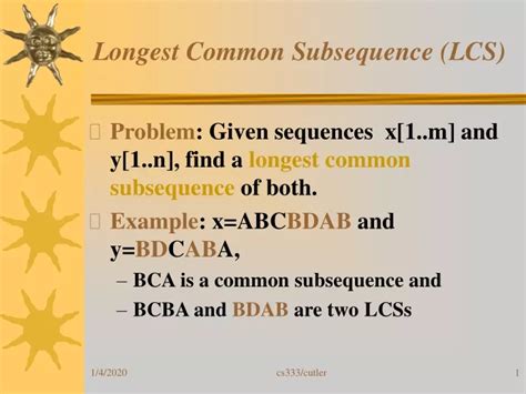 Ppt Longest Common Subsequence Lcs Problem Resolution Guide Powerpoint Presentation Id