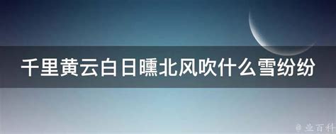 千里黄云白日曛北风吹什么雪纷纷 业百科