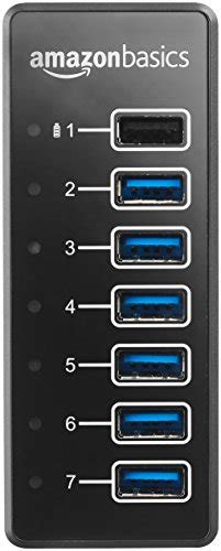Amazon Basics USB C 3 1 7 Port Hub With Power Adapter 36W Powered 12V 3A Black Pricepulse