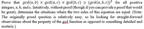 Solved Prove That Gcd A B Gcd A C Gcd B C Gcd A B C Chegg