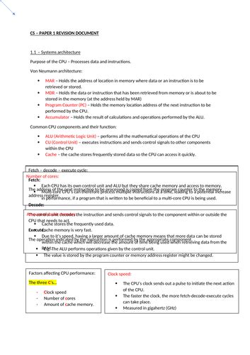 Ocr Gcse Computer Science Revision Document Teaching Resources