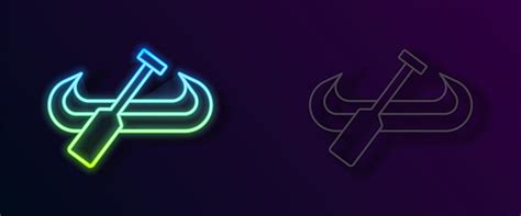 검은 색 배경에 고립 된 빛나는 네온 라인 카약과 패들 아이콘 낚시와 관광을위한 카약과 카누 야외 활동 벡터 여행 주제에 대한 스톡 벡터 아트 및 기타 이미지 Istock