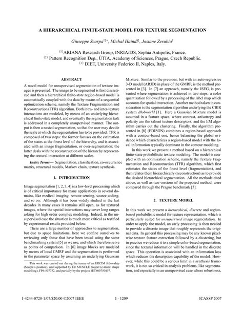Pdf A Hierarchical Finite State Model For Texture Segmentation
