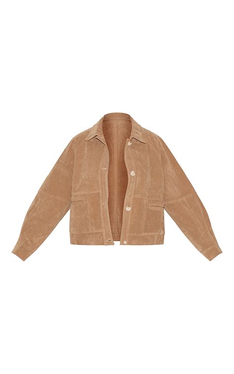 Plus Beige Oversized Faux Suede Jacket Plus Size Prettylittlething Usa