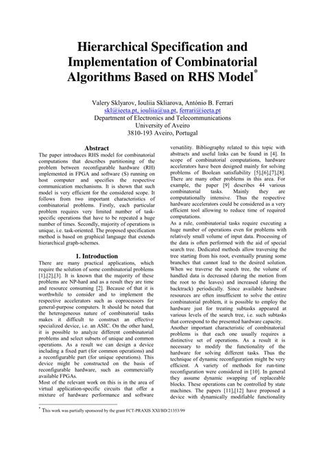 Pdf Hierarchical Specification And Implementation Of Combinatorial Algorithms Based On Rhs Model
