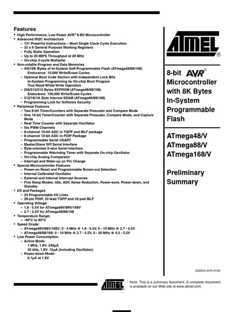 8 bit microcontroller with 8k bytes in system programmable flash