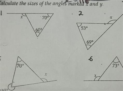 solved calculate the sizes of the angles marked x and y [math]