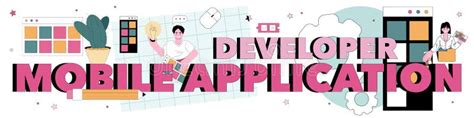 Mobile Application Developer Typographic Header Smartphone App Stock Vector Illustration Of