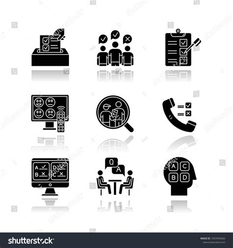 Survey Methods Drop Shadow Black Glyph Vector De Stock Libre De Regalías 1597945465