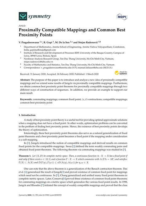 PDF Proximally Compatible Mappings And Common Best Proximity Points