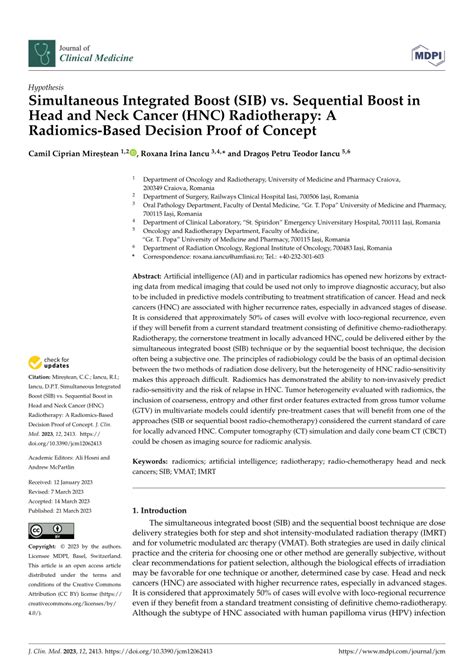 Pdf Clinical Medicine Hypothesis Simultaneous Integrated Boost Sib Vs Sequential Boost In