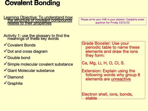 Covalent Bonding Gcse Chemistry Lesson Powerpoint Edexcel Teaching Resources