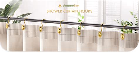 Amazerbath Gold Shower Curtain Hooks 12pcs Rust Proof