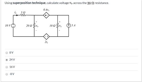 Solved Using Superposition Technique Calculate Voltage V Chegg