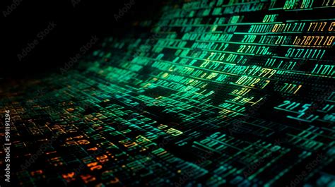 Data From A Digital Stream Or Binary Code On A Matrix Background With