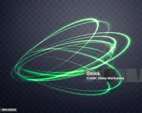 빛나는 녹색 마법 반지 네온 현실적인 에너지 소용돌이 어둡고 투명한 배경에 추상적인 조명 효과 벡터 일러스트 레이 션입니다 녹색에 대한 스톡 벡터 아트 및 기타 이미지