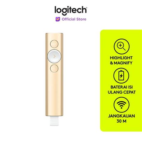 Promo Logitech Spotlight Pointer Presenter Wireless Bluetooth Gold
