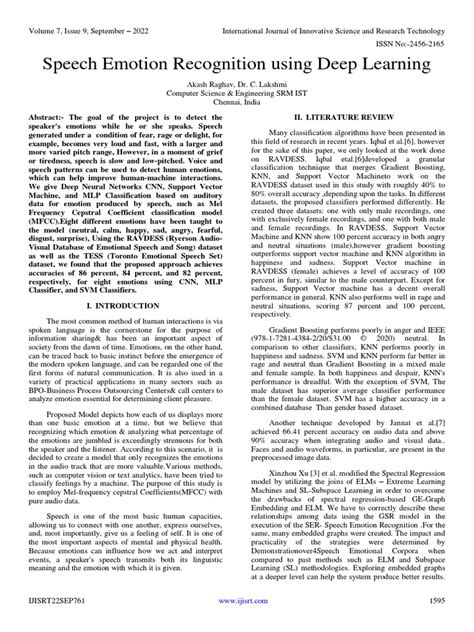 speech emotion recognition using deep learning pdf cognitive
