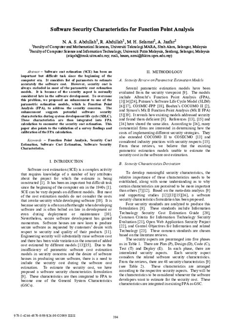 pdf software security characteristics for function point analysis
