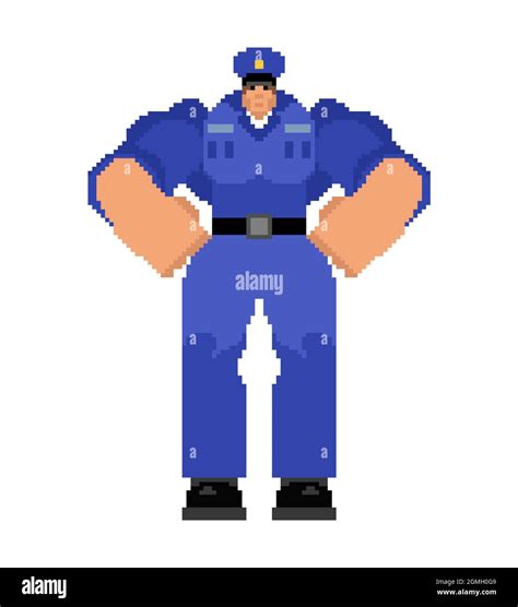Police Officer Pixel Art Pixelated Policeman 8 Bit Cop Vector