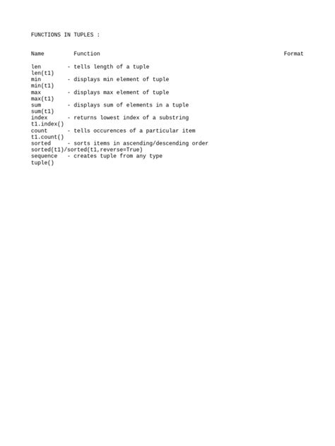 Tuple Functions Pdf