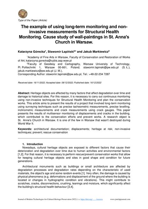 Pdf Example Of Using Long Term Monitoring And Non Invasive