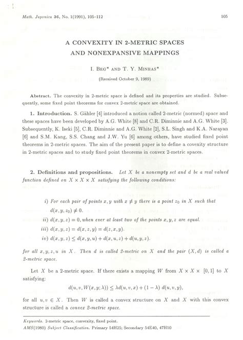 pdf a convexity in 2 metric spaces and nonexpansive mappings