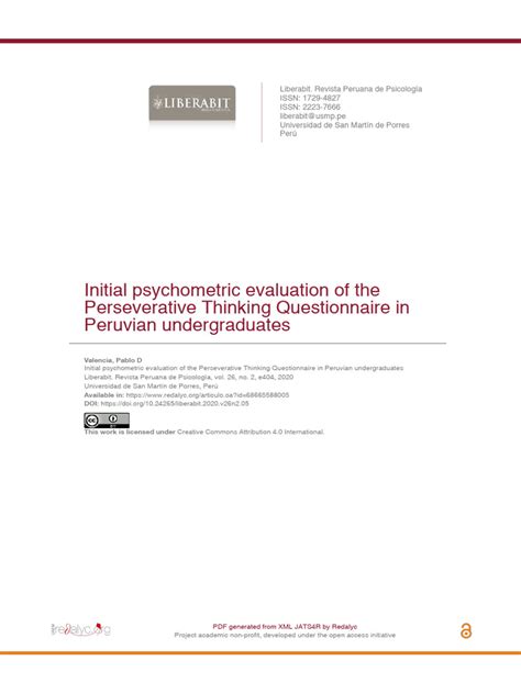Perseverative Thinking Questionnaire Pdf Psychometrics Validity Statistics