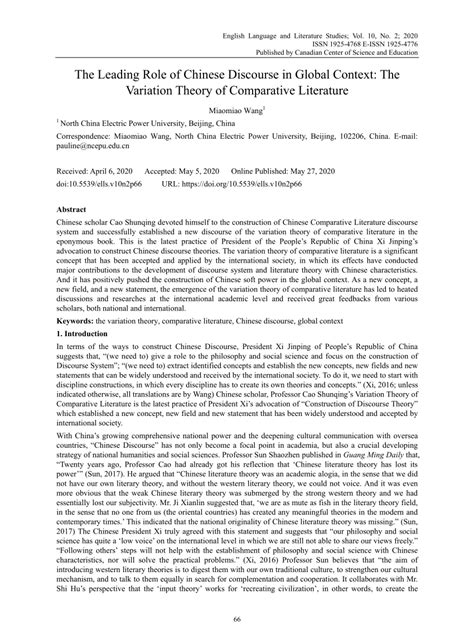 Pdf The Leading Role Of Chinese Discourse In Global Context The Variation Theory Of