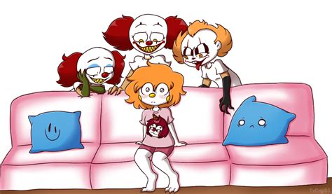 Rule 34 Barefoot Chibi Clothing Clown Clown Makeup Couch Evil Smile