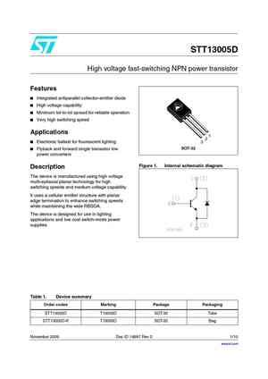 13005D . Datasheet. Equivalente. Reemplazo. Todos los transistores ...