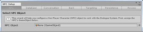 dialogue system for unity legacy version 1 x how to set up npcs