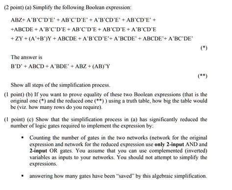 solved simplify the following boolean expression 2 point a