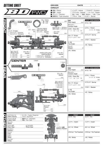 Yokomo BD FWD Setup Sheet Blank
