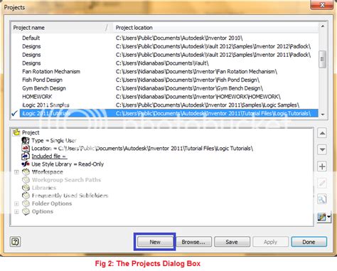 autodesk inventor tutorials creating and managing projects and project