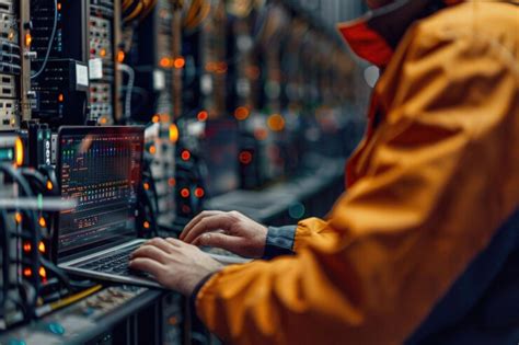 Computer Scientist Coding In Advanced Server Farm Premium Ai