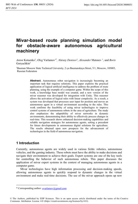 Pdf Mivar Based Route Planning Simulation Model For Obstacle Aware